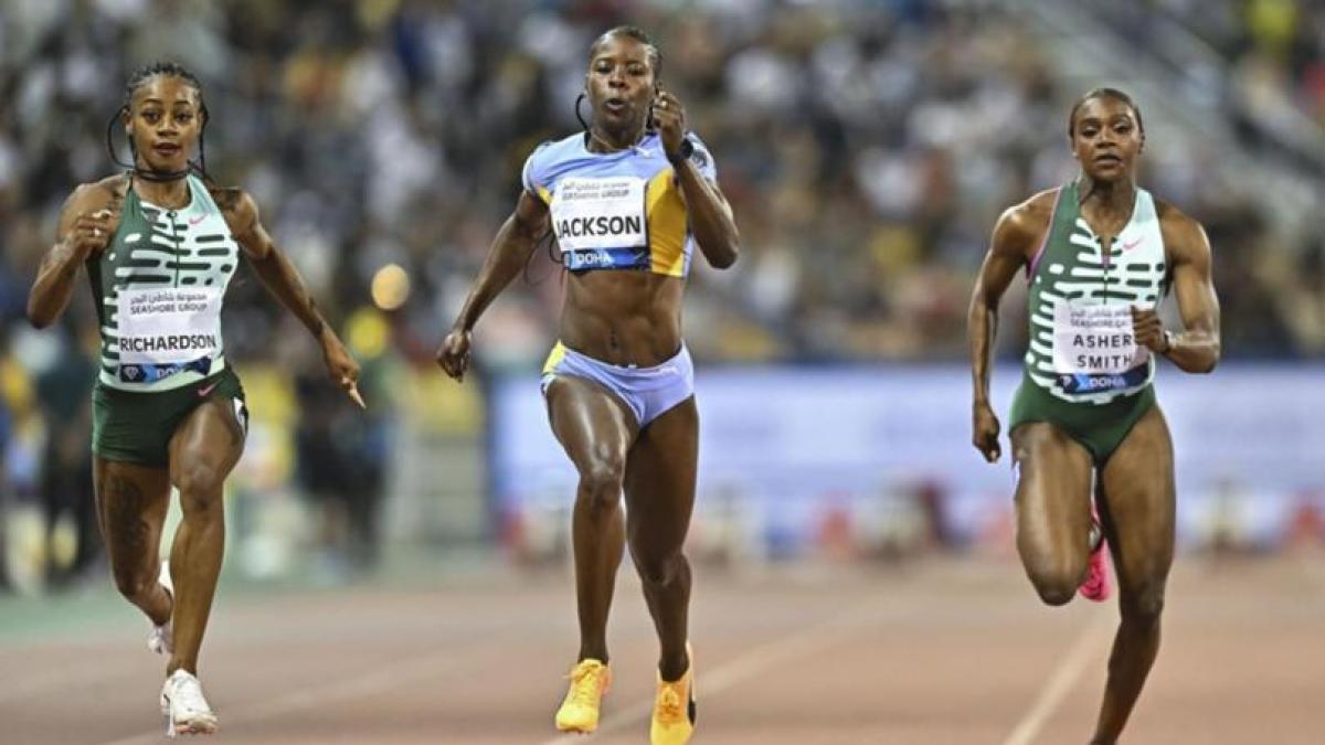 Doha Diamond League: Richardson beats Jackson in 100m, Kerley stunts men's 200m field | Watch ...