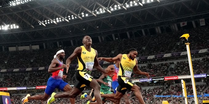 Oblique Seville storms to 100m world title in Tokyo as Jamaica takes 1 ...
