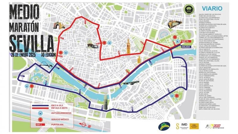 Course Map & Route Guide - Sevilla Half Marathon | Watch Athletics